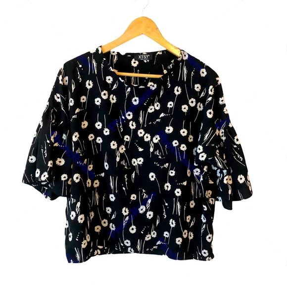 XTSY | Tops | Xtsy Italian Made Black Floral Blouse | Poshmark